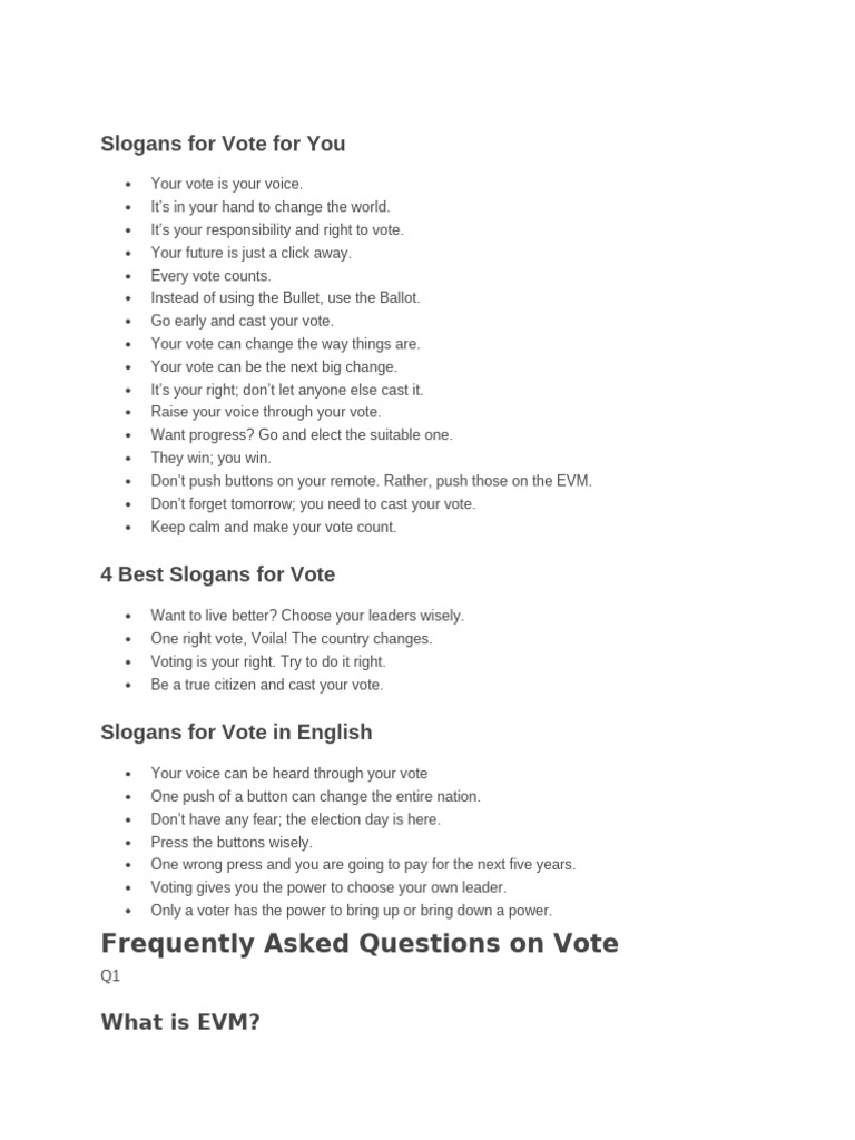 Slogans to Empower Voter Participation | PDF