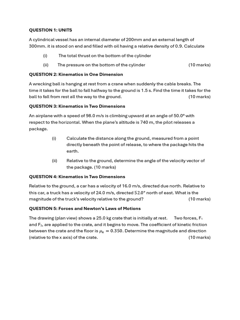 Practice Questions Physics Exam 2025 | PDF