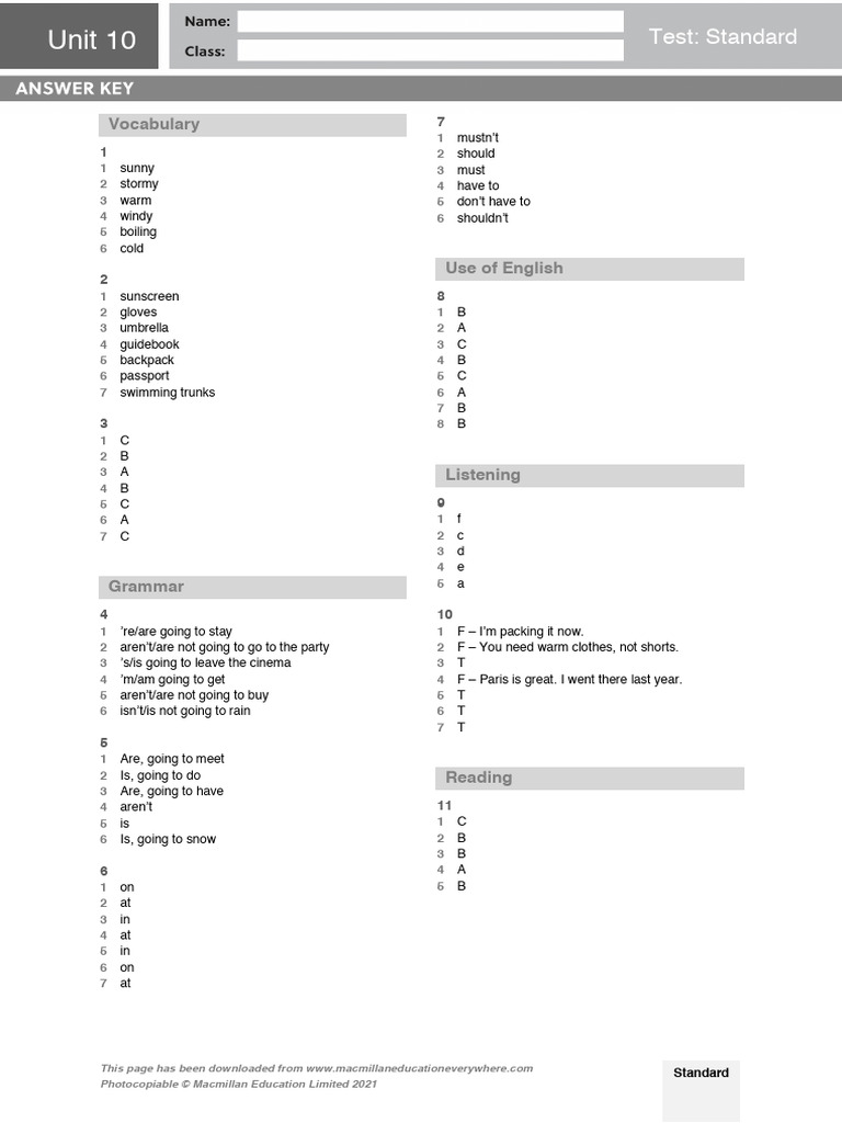 Unit 10 Standard Vocabulary Test | PDF | Vocabulary | Psycholinguistics
