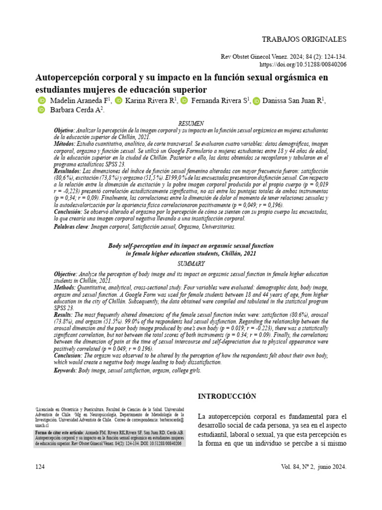 Autopercepcion Corporal 2024 | PDF | Orgasmo | Metodología de encuesta