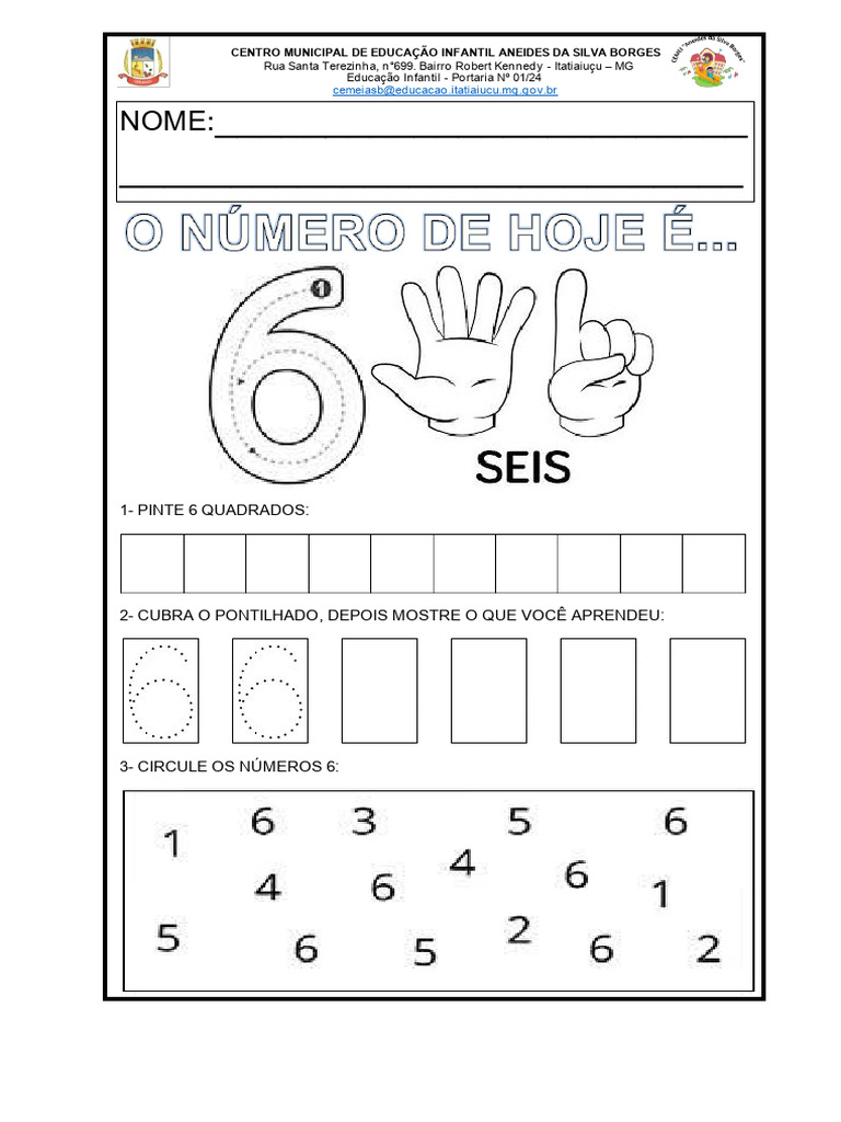 Atividades com o Número 6 | PDF