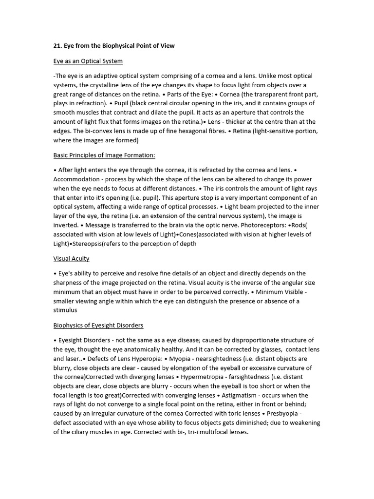 Biophysical Insights into Eye Function | PDF | Eye | Retina