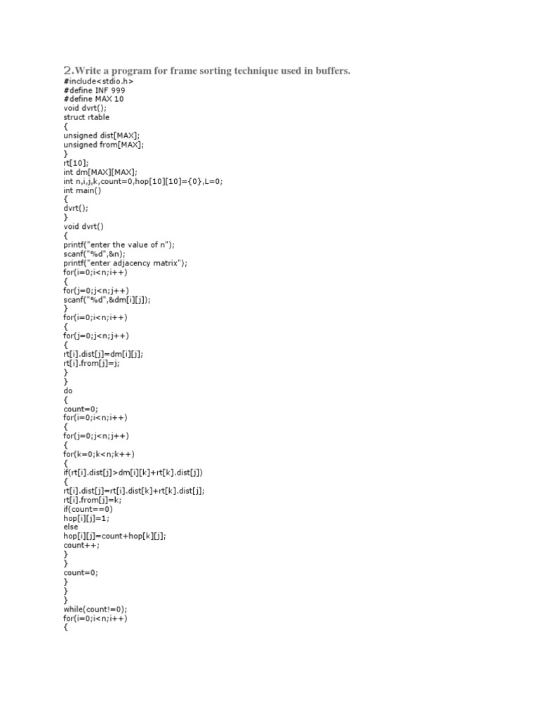 2.write A Program For Frame Sorting Technique Used in Buffers | PDF ...