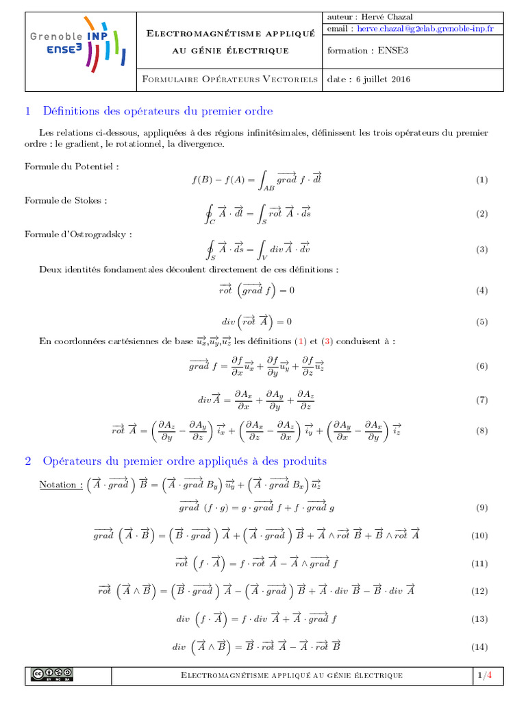 Opérateurs Vectoriels en Électromagnétisme | PDF | Pente | Algèbre