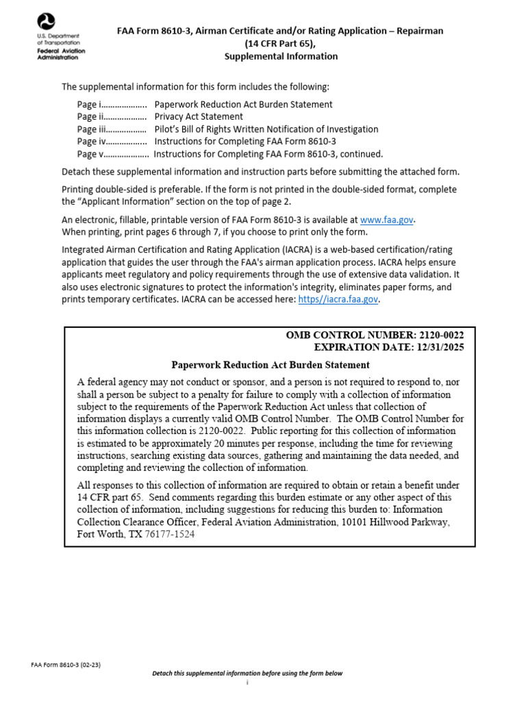 FAA Form 8610-3 v2 10-23-2023 | PDF | Federal Aviation Administration