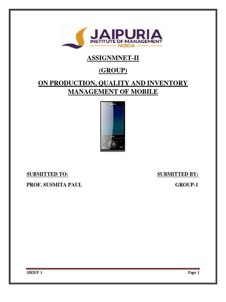 Group 1 Section B | PDF | Inventory | Iso 9000