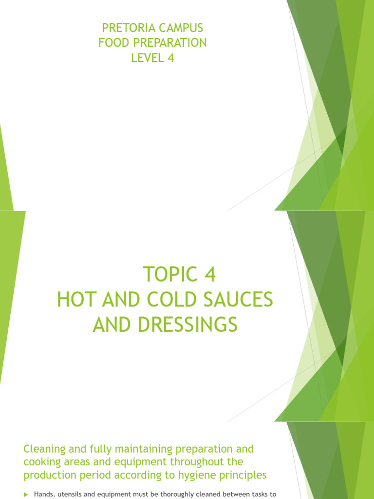 New Topic 4 Level 4 Hot and Cold Sauces and Dressings-1 | PDF | Stock ...