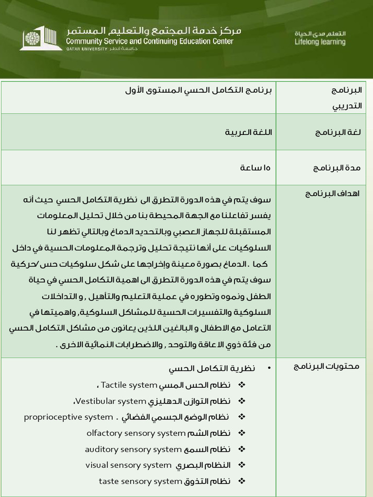 Sensory Integration Program - Level 1 | PDF