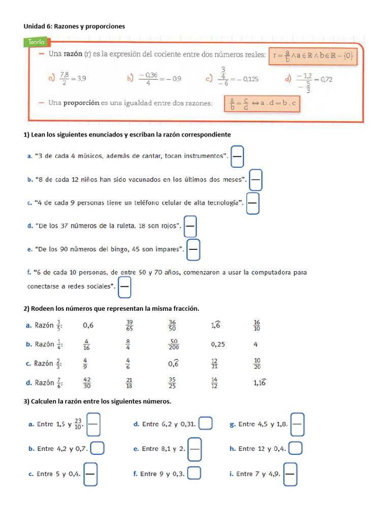 Unidad 6 - Razones | PDF