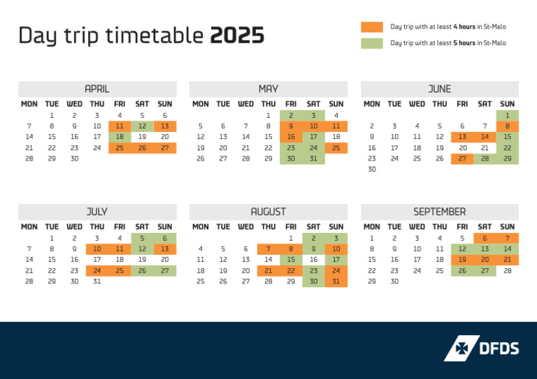 St-Malo Day Trip Timetable 2025 | PDF