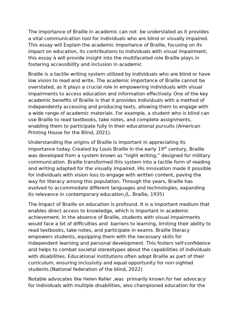 Document Assignment 2 Braille | PDF | Visual Impairment | Literacy