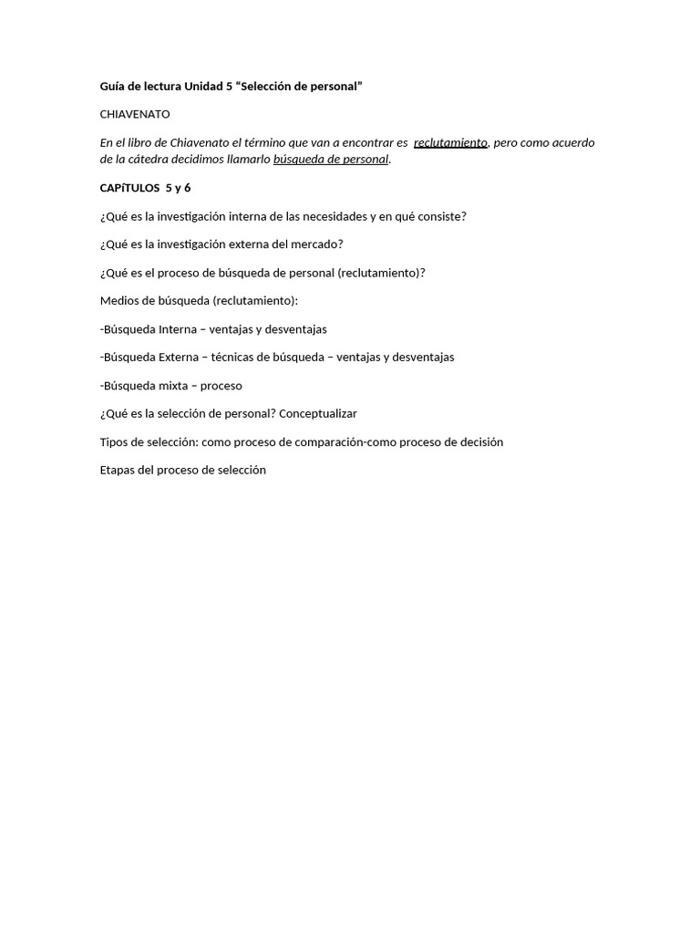 Guía de Lectura Unidad 5 | PDF