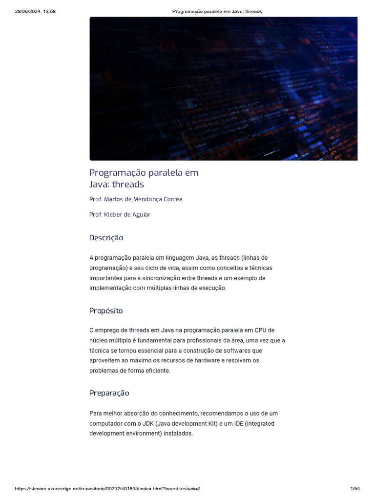 Tema 05 - Programação Paralela em Java - Threads | PDF | Thread ...