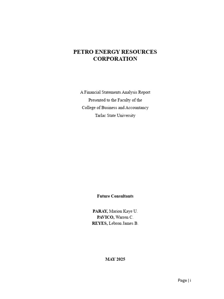 Petro Energy Financial Analysis Report | PDF | Equity (Finance) | Expense