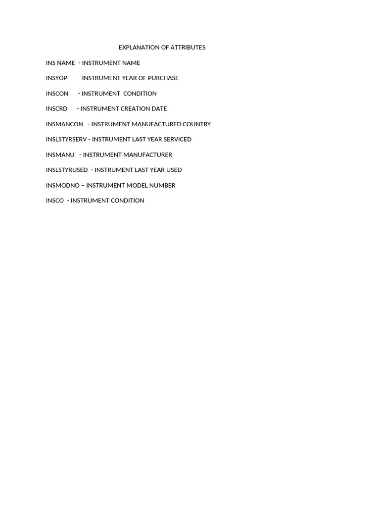 Explanation of Attributes | PDF