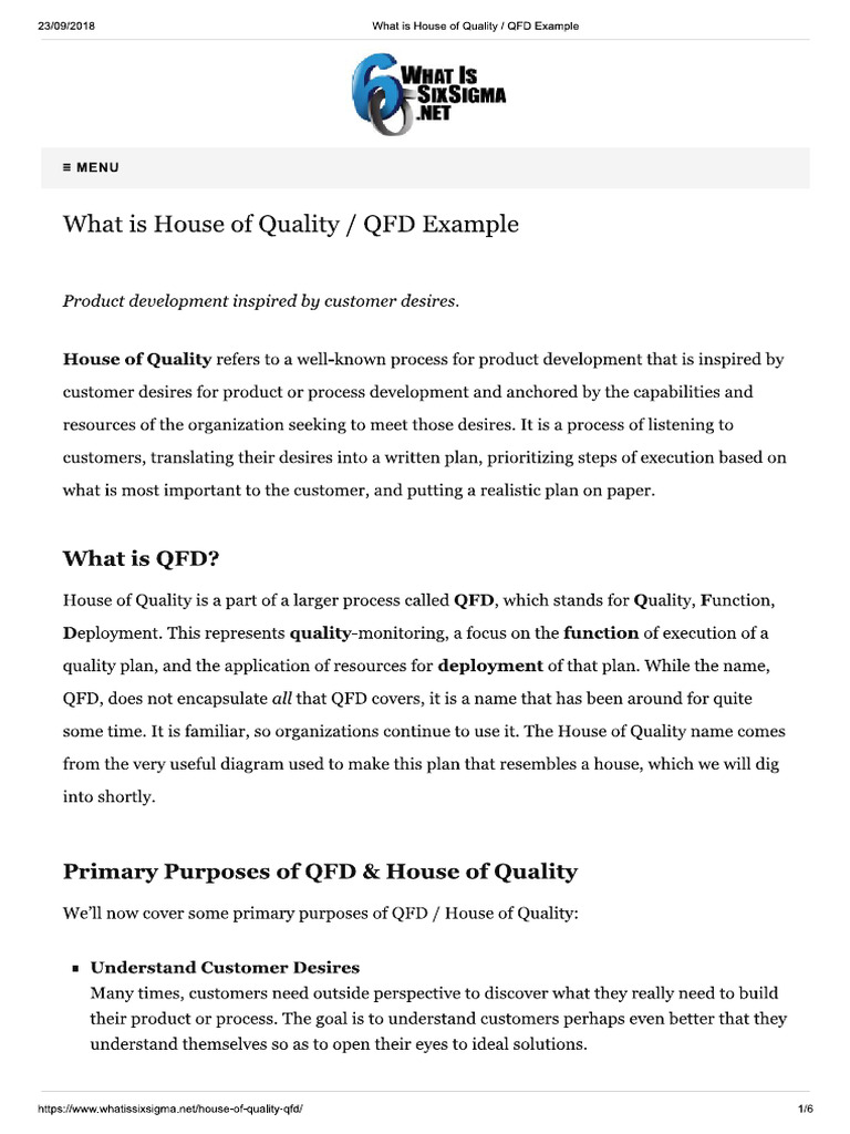 QFD Example | PDF