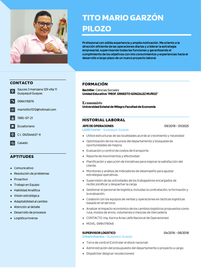 TITOMARIO CV.2pdf | PDF | Logística | Business