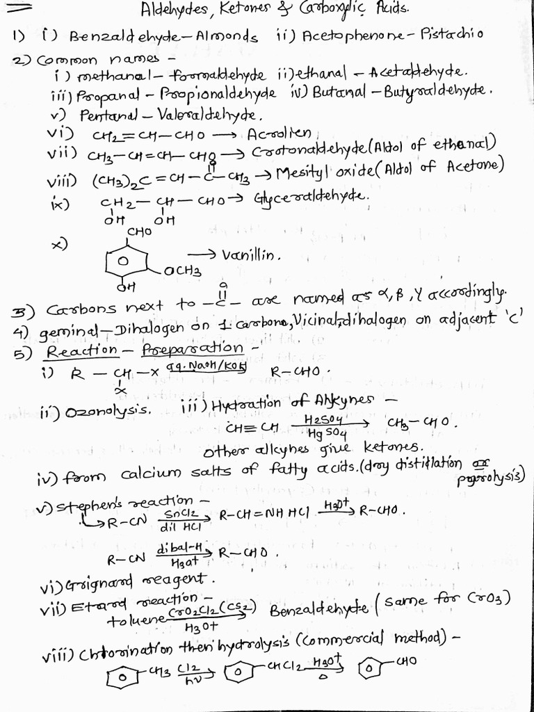 21 Aldehyde, Ketones and Carboxylic Acid MHT CET Short Notes ...
