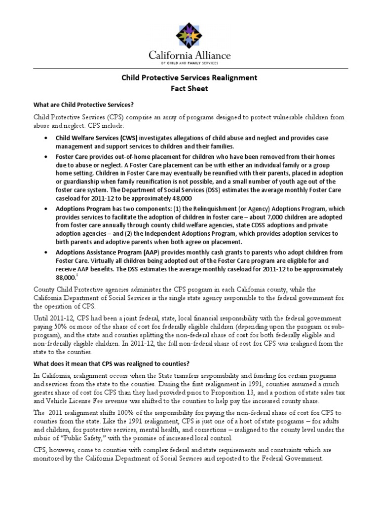 CPS Fact Sheet | PDF | Child Protective Services | Foster Care