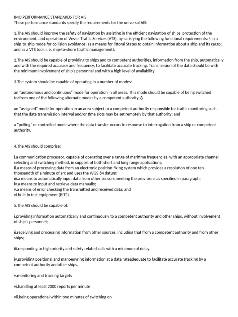 AIS Performance Standards Overview | PDF | Telecommunications