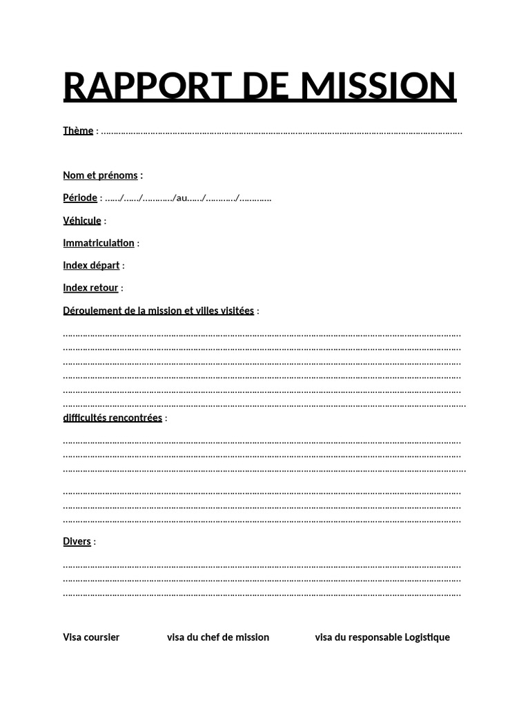 Model de Rapport de Mission Coursier | PDF