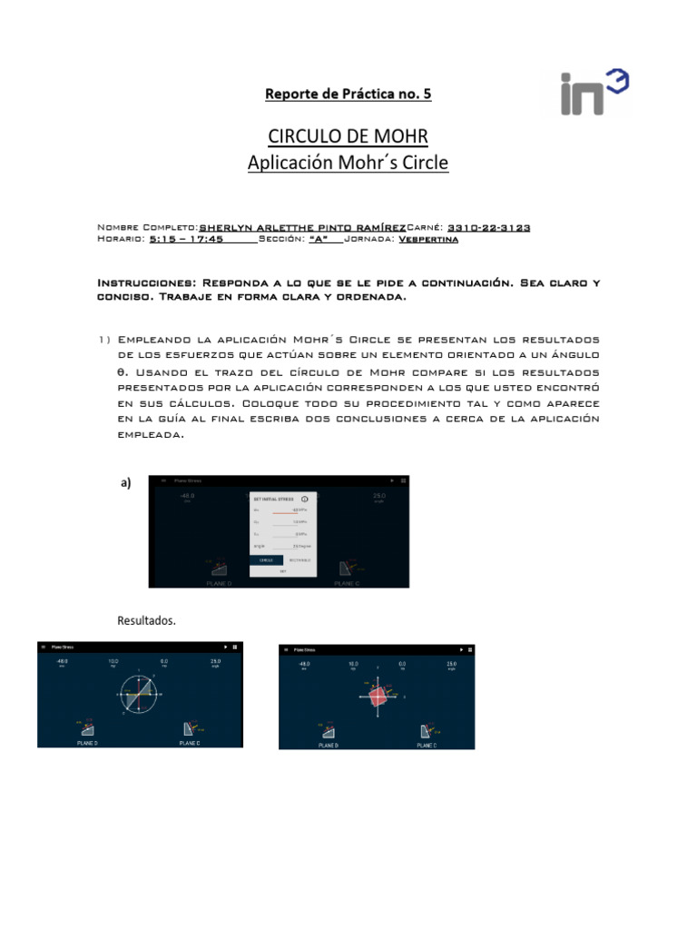 Reporte de Práctica No. 5 Circulo de Mohr | PDF