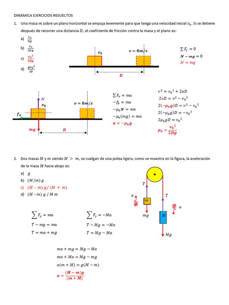 Borrador. Dinámica Ejercicios Resueltos | PDF | Fricción | Fenomeno fisico