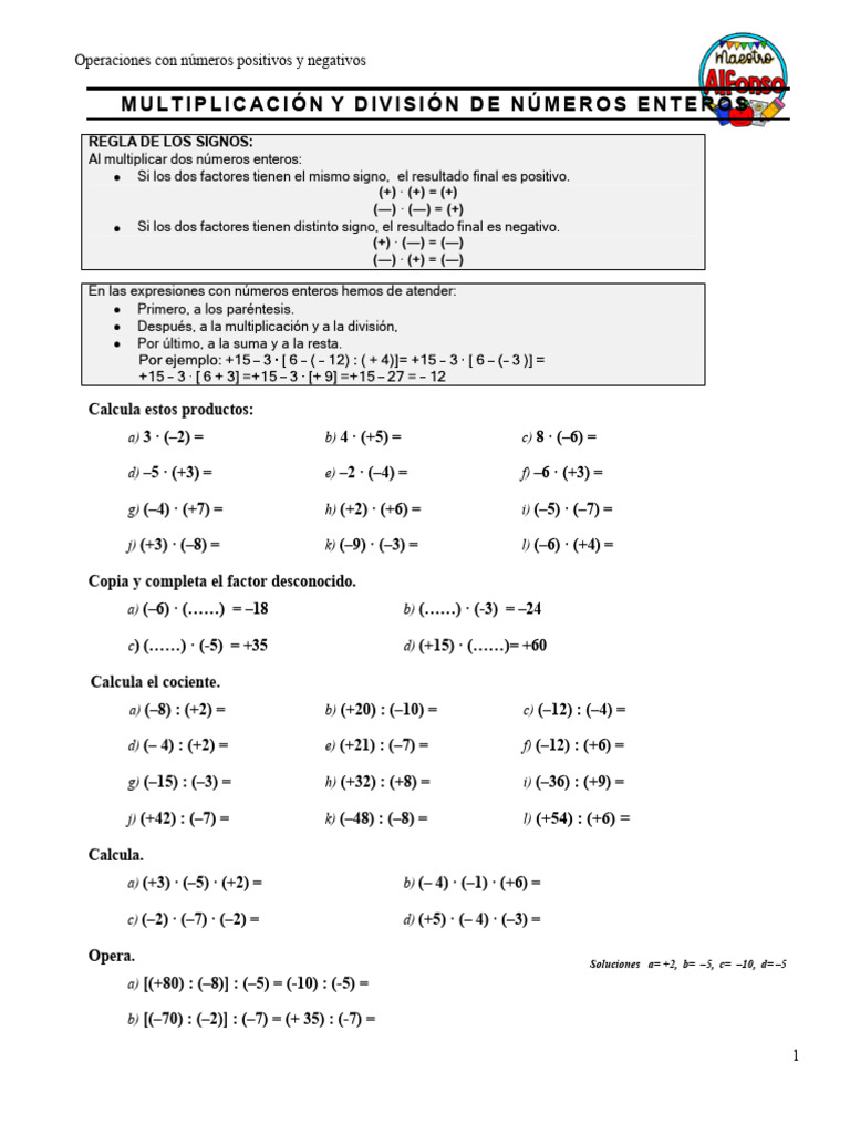 Operaciones Con Números Positivos y Negativos (Parte 2) Mtro Alfonso ...