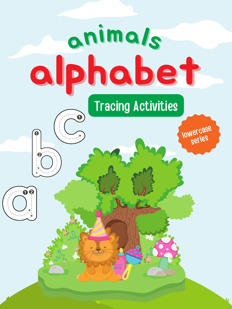 Animals Alphabet Lowercase Tracing Activities Workbook Colorful Cute ...