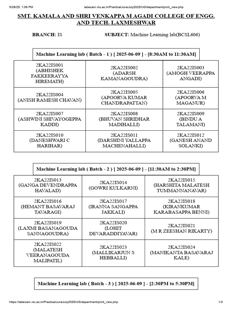 6th Semester ML VTU Lab Exams | PDF