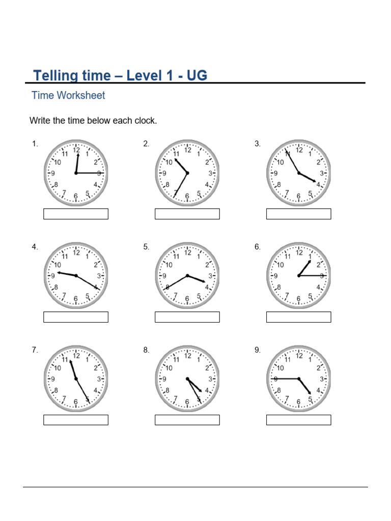 Telling The Time - Ug | PDF