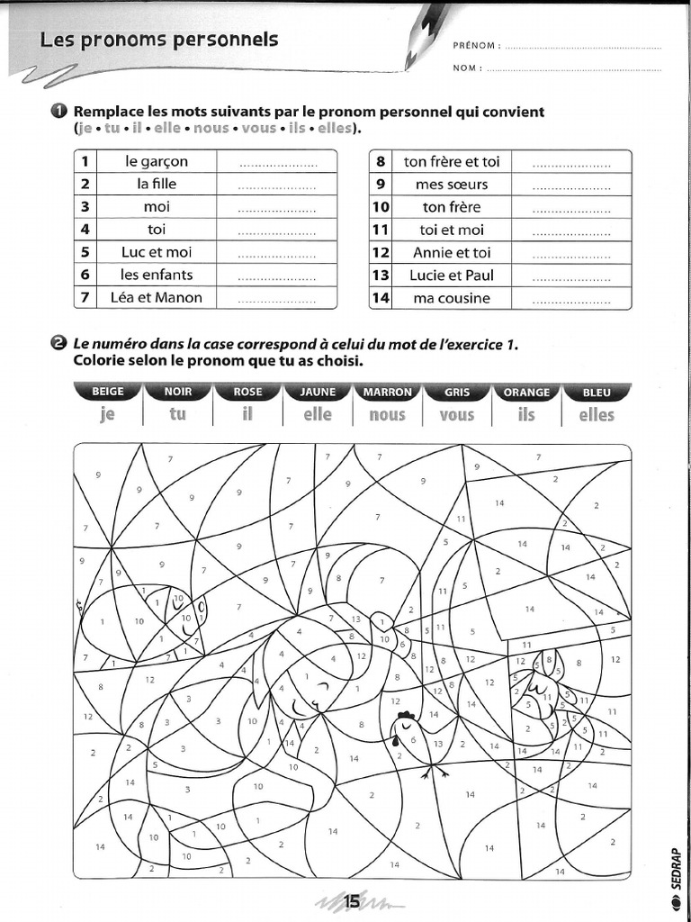Coloriage Magique Sur Les Pronoms Personnels | PDF