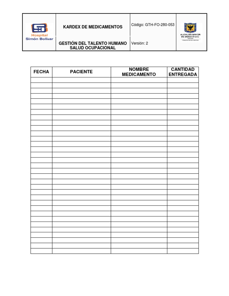 GTH-FO-280-053 Kardex de Medicamentos | PDF