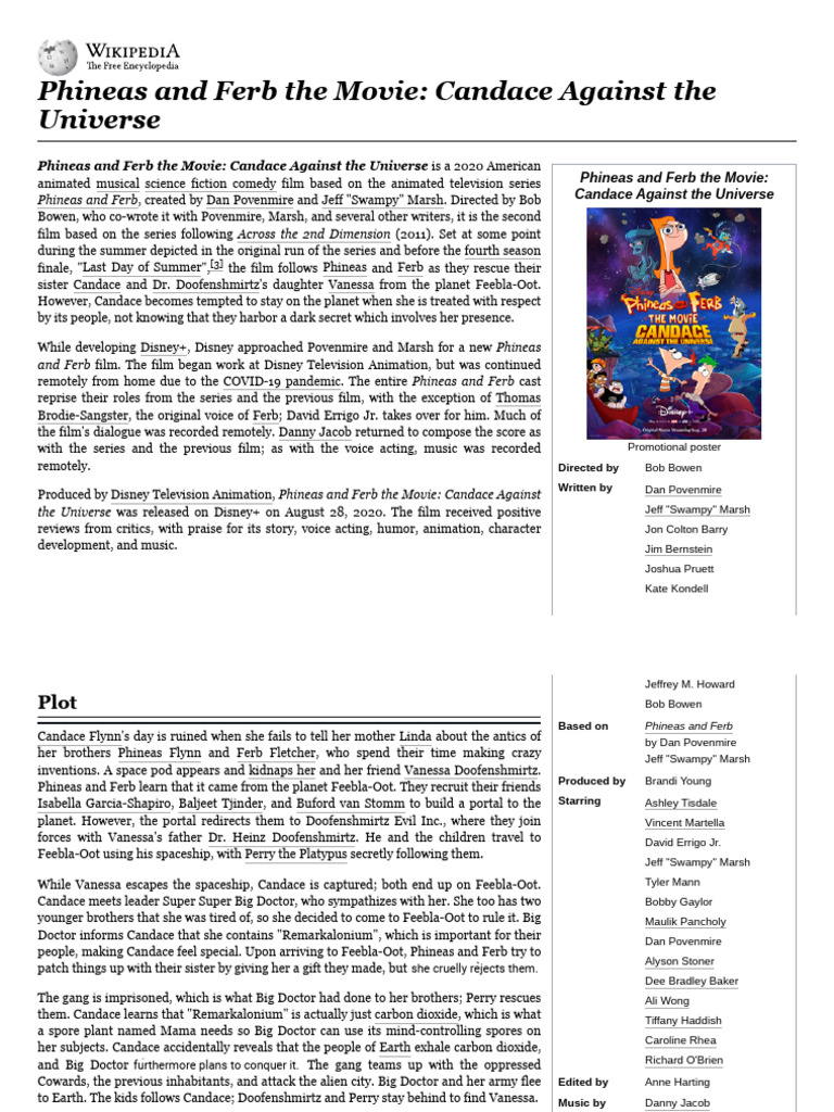 Phineas and Ferb The Movie: Candace Against The Universe | PDF