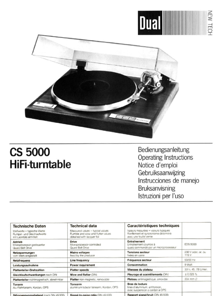 Dual CS 5000 Owners Manual | PDF