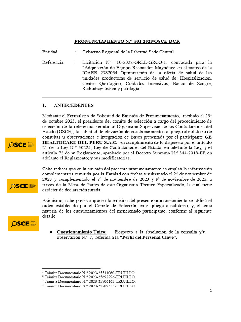 Pronunciamiento Nº501 2023 OSCE DGR | PDF | Ingeniería