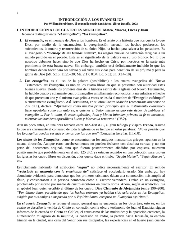 Introducción A Los Evangelios Sinopticos | PDF | Jesús | Evangelio de Mateo