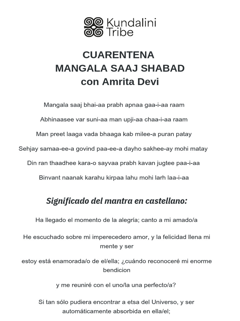 Mantra Mangala Saaj: Amor y Conexión | PDF