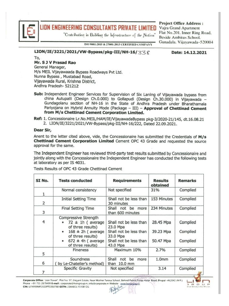 Nhai-Vj Wada Lion Engineering Consultants PVT LTD | PDF