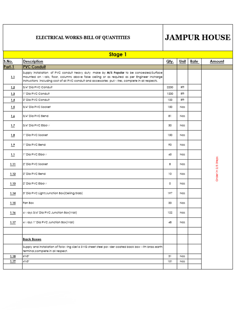 Electrical Installation Bill of Quantities | PDF | Electrical Wiring ...