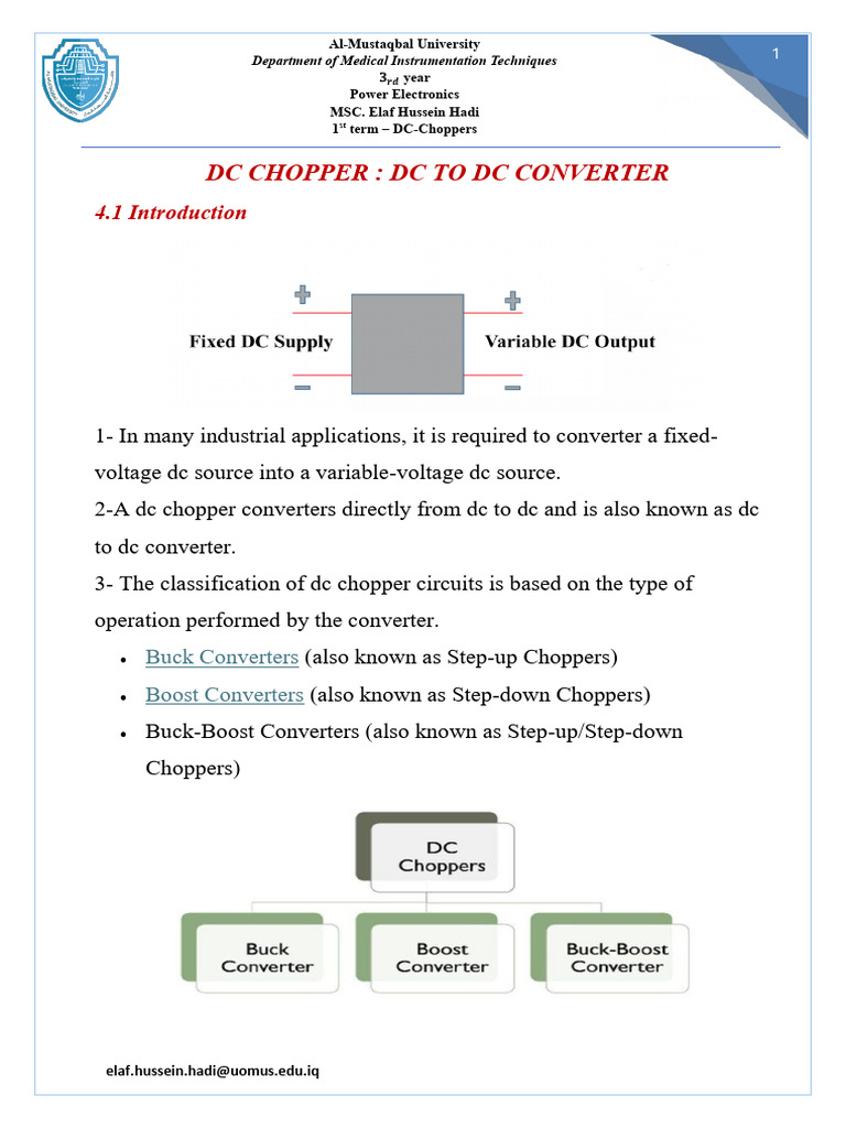 DC Chopper: A Guide to DC-DC Converters | PDF | Direct Current | Power ...