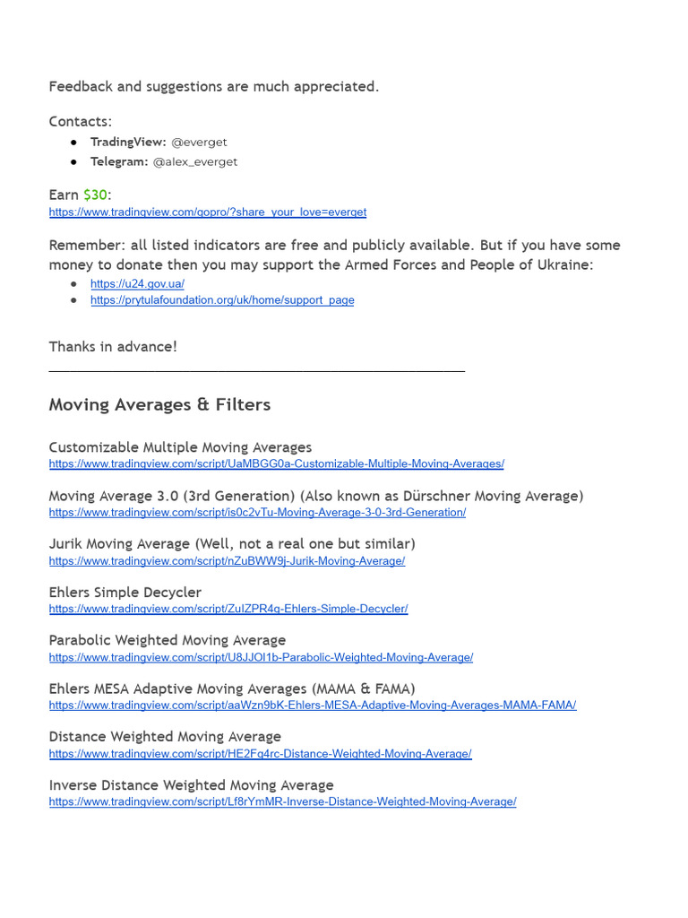 Free Pine Script Indicators | PDF | Moving Average
