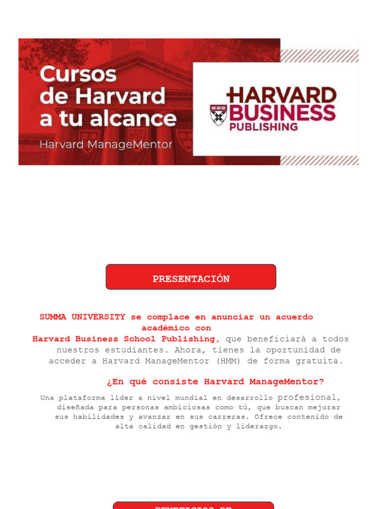 Acceso gratuito a Harvard ManageMentor | PDF