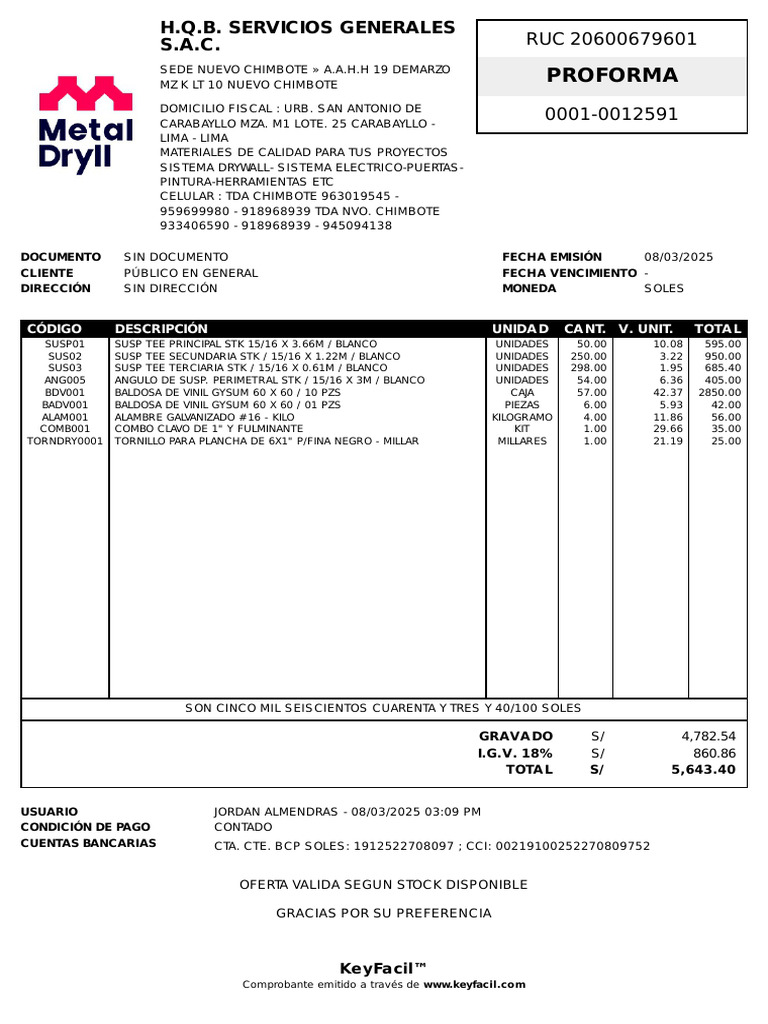 Proforma 12591 | PDF