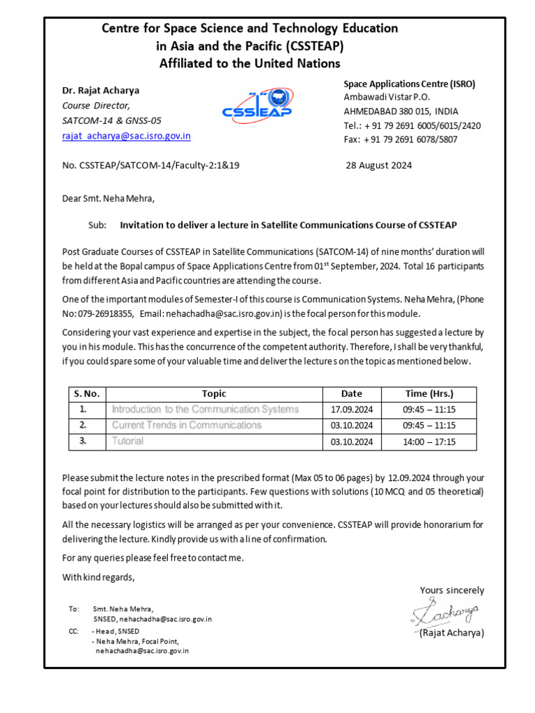 Lecturer SATCOM I-2p1&19&T2 Neha Mehra Updated | PDF | Spaceflight | Outer Space