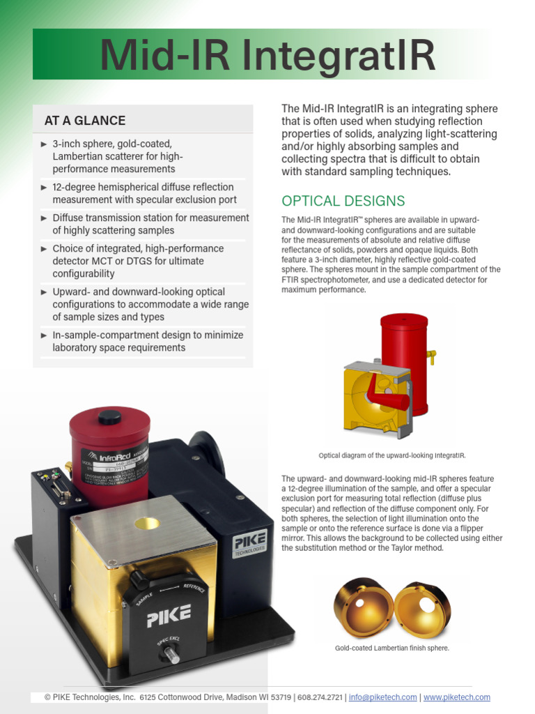 PIKE Technologies Mid IR IntegratIR | PDF | Reflectance | Radiation