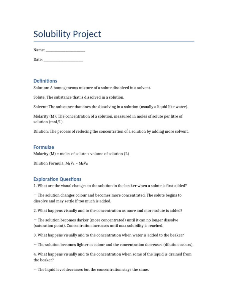 Solubility Project Completed | PDF