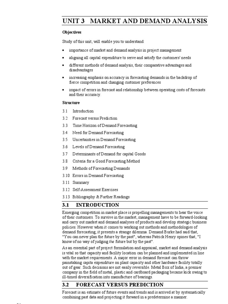 Unit 3 Market and Demand Analysis: Objectives | PDF | Forecasting ...