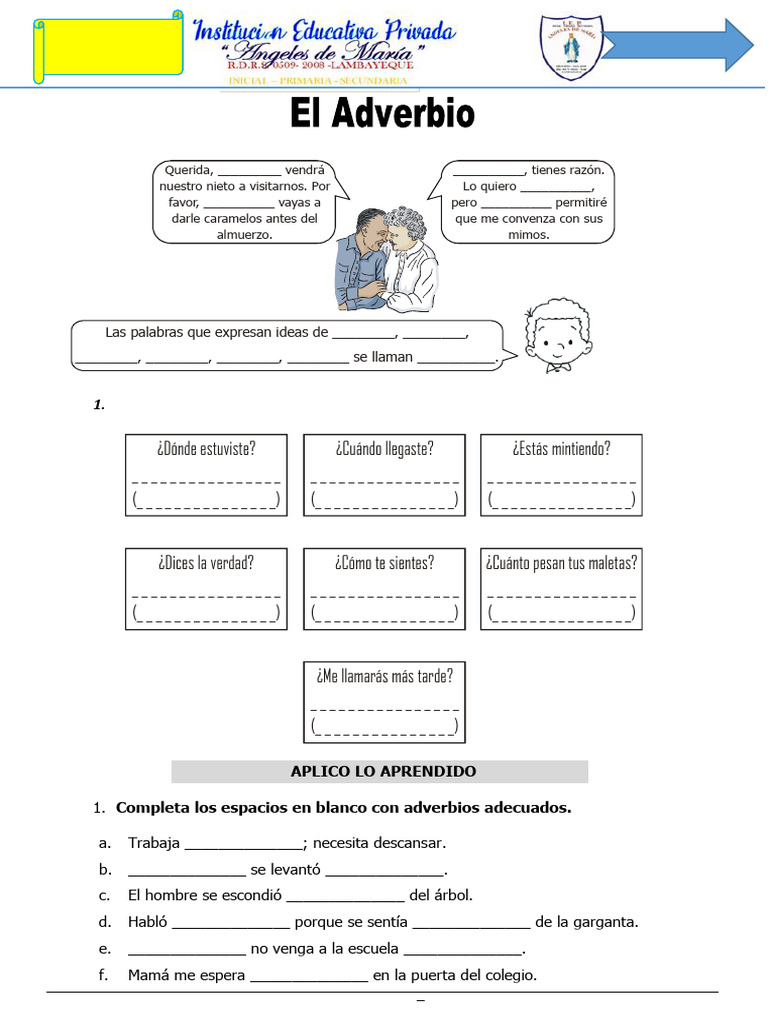 U9-S6-Ficha de Trabajo y Tarea Domiciliaria-Adverbio | PDF | Adverbio