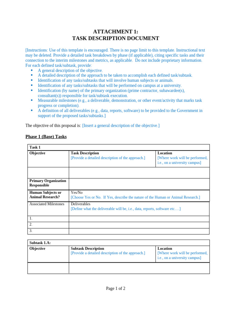 Task Description Document Template | PDF | Computing | Information ...